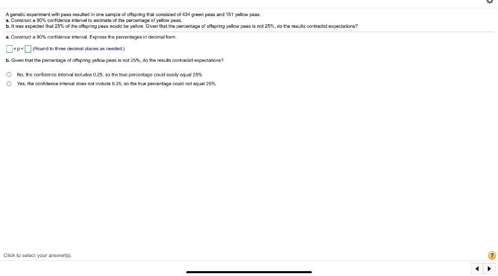 Solved A genetic experiment with peas resulted in one sample | Chegg.com