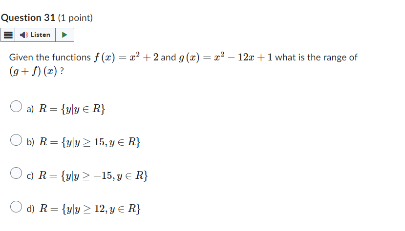 Solved Given the functions f(x)=x2+2 and g(x)=x2−12x+1 what | Chegg.com