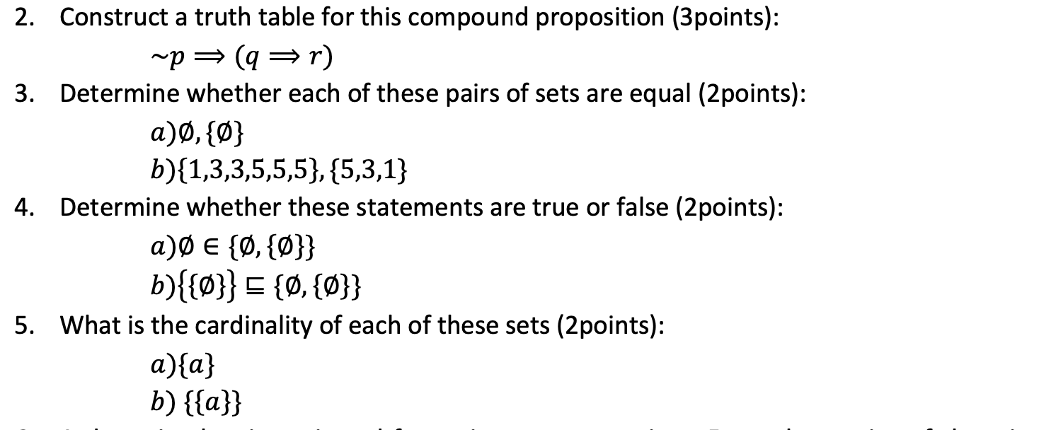 Solved 2. Construct a truth table for this compound | Chegg.com