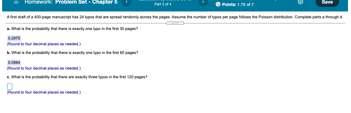 Solved = Homework: Problem Set - Chapter 5 Part 3 of 4 | Chegg.com