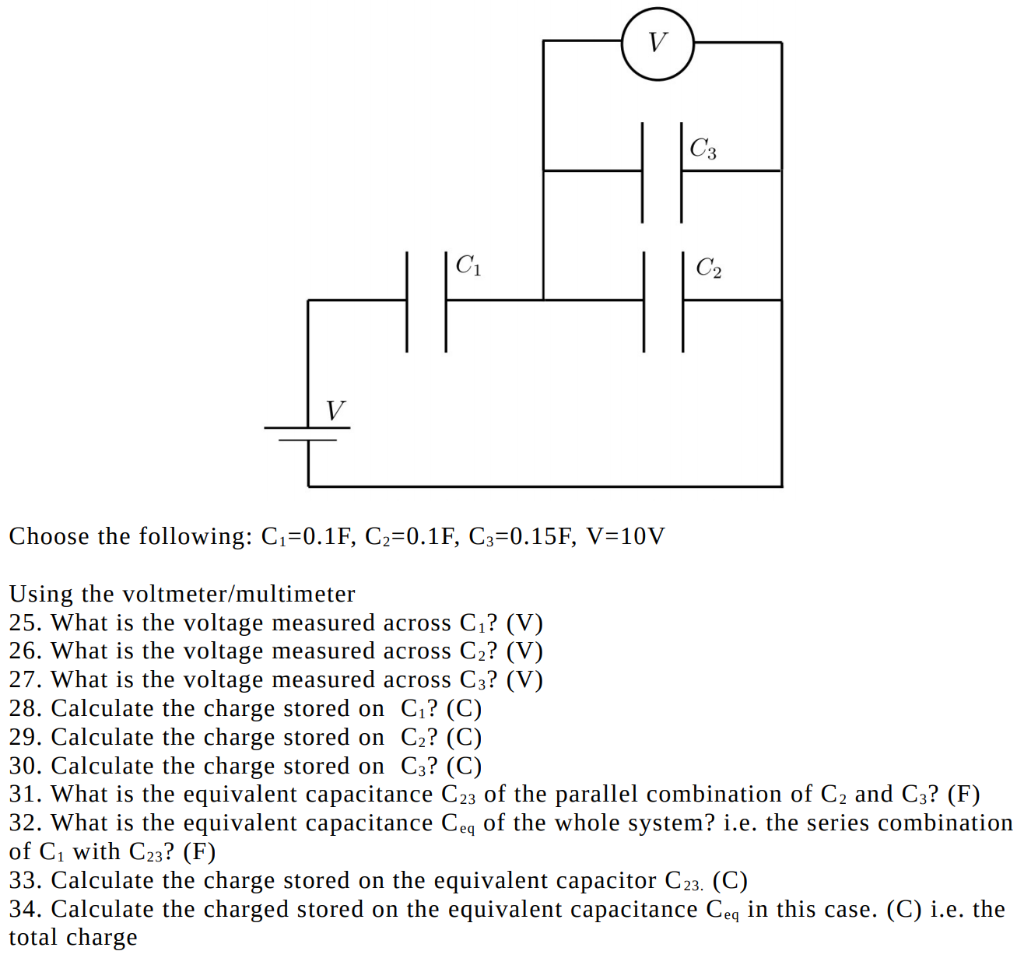 Solved V C3 C2 Choose the following: C1=0.1F, C2=0.1F, | Chegg.com