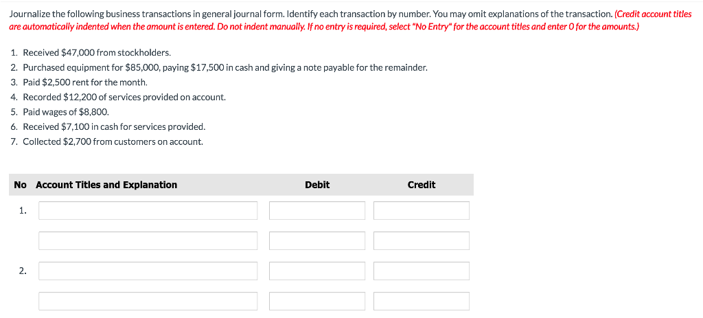 Solved Journalize the following business transactions in | Chegg.com