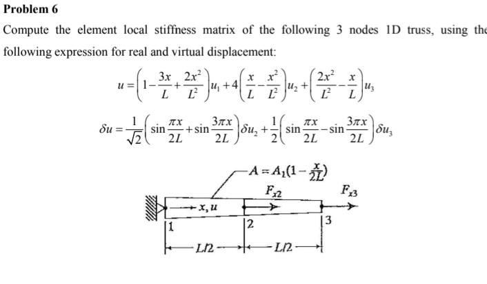Problem 6 Compute the element local stiffness matrix | Chegg.com