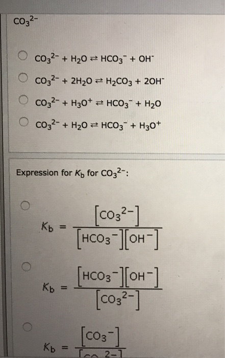 Solved For each of the following bases, choose the equation | Chegg.com