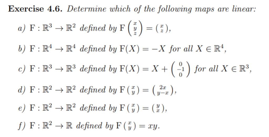 Solved Exercise 4.6. Determine which of the following maps | Chegg.com