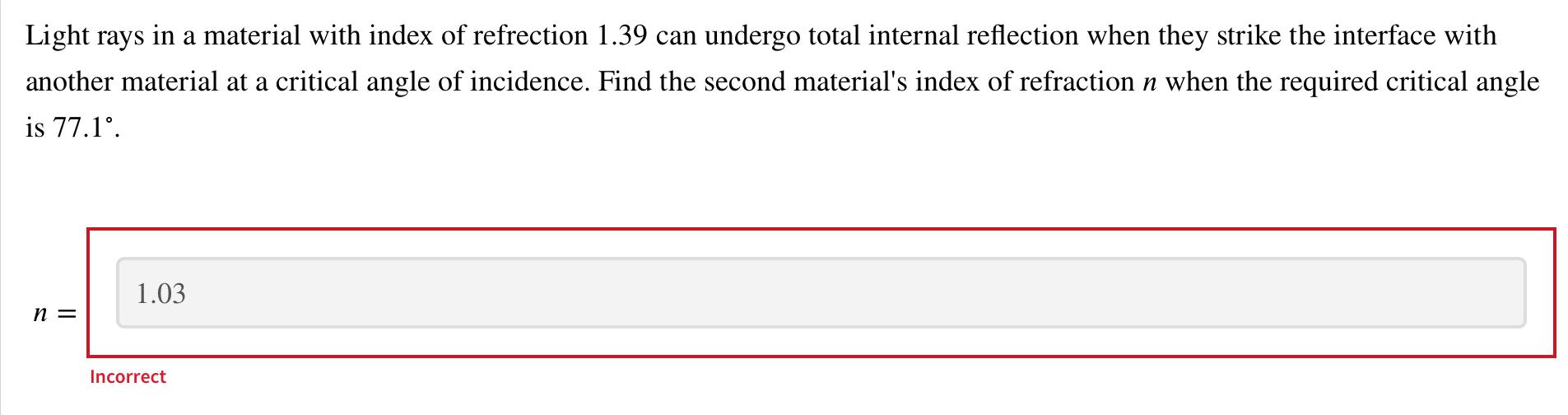 Solved Light rays in a material with index of refrection | Chegg.com