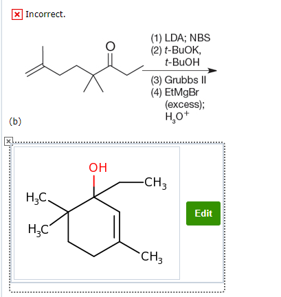 Solved * Incorrect (1) LDA; NBS (2) t-BuOK, t-BuOH (3) | Chegg.com