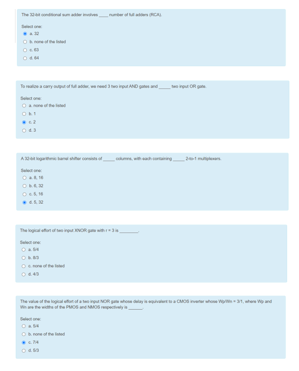 Solved The 32-bit conditional sum adder involves number of | Chegg.com