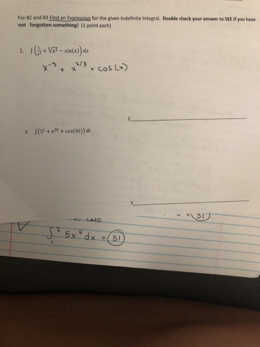Solved For #2 and #3F da Expression for the given Indefinite | Chegg.com