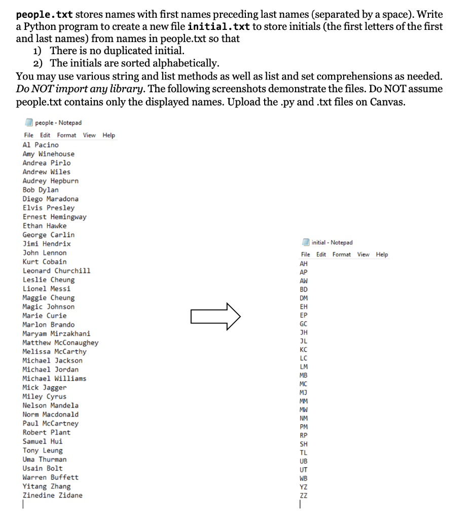 Solved people.txt stores names with first names preceding | Chegg.com