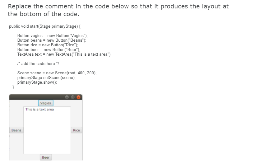 Solved Replace the comment in the code below so that it | Chegg.com