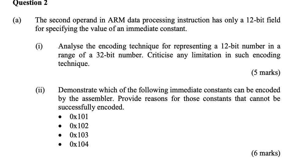 Solved The second operand in ARM data processing instruction | Chegg.com