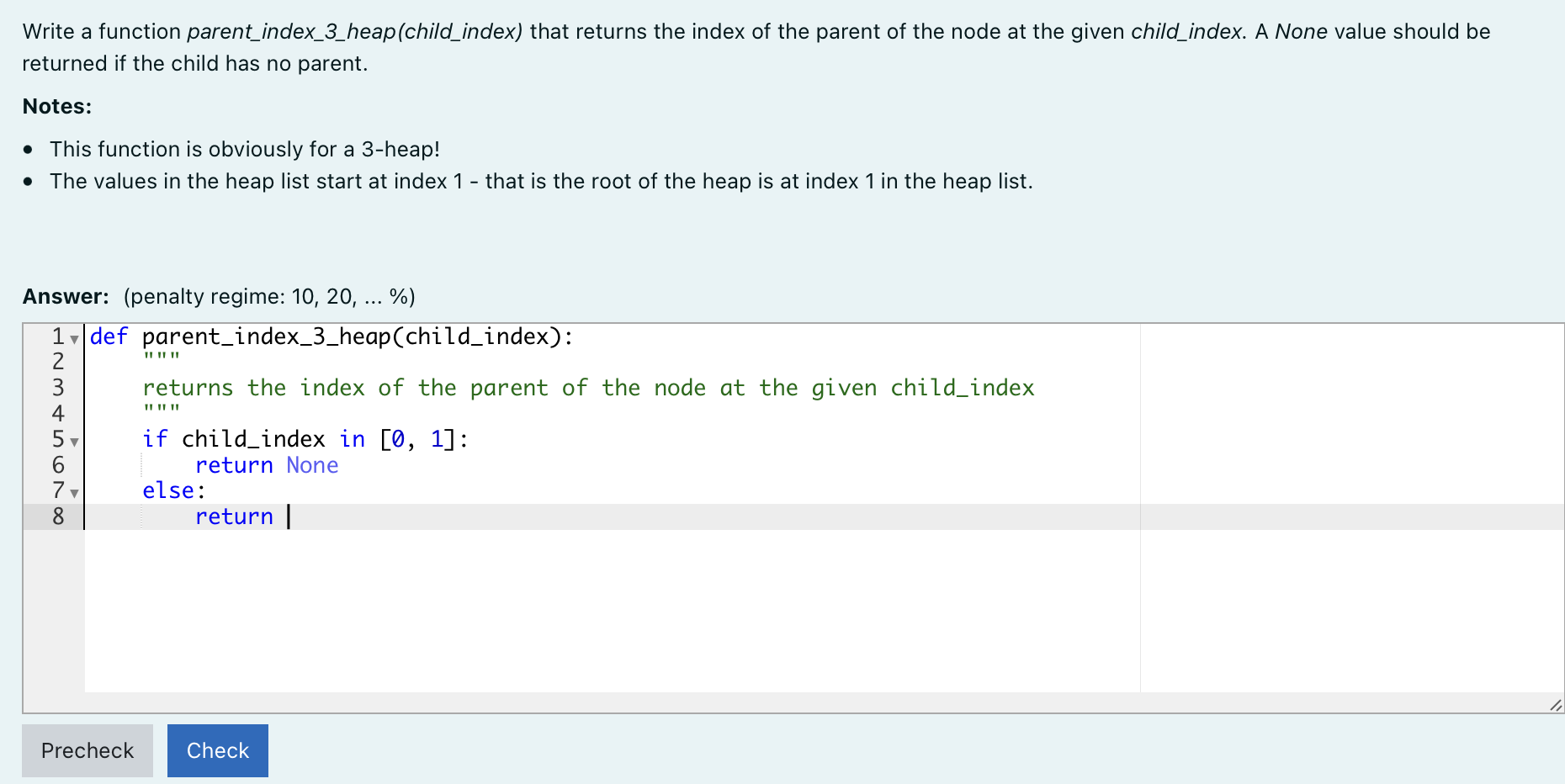 Solved Write a function parent_index_3_heap(child_index) | Chegg.com
