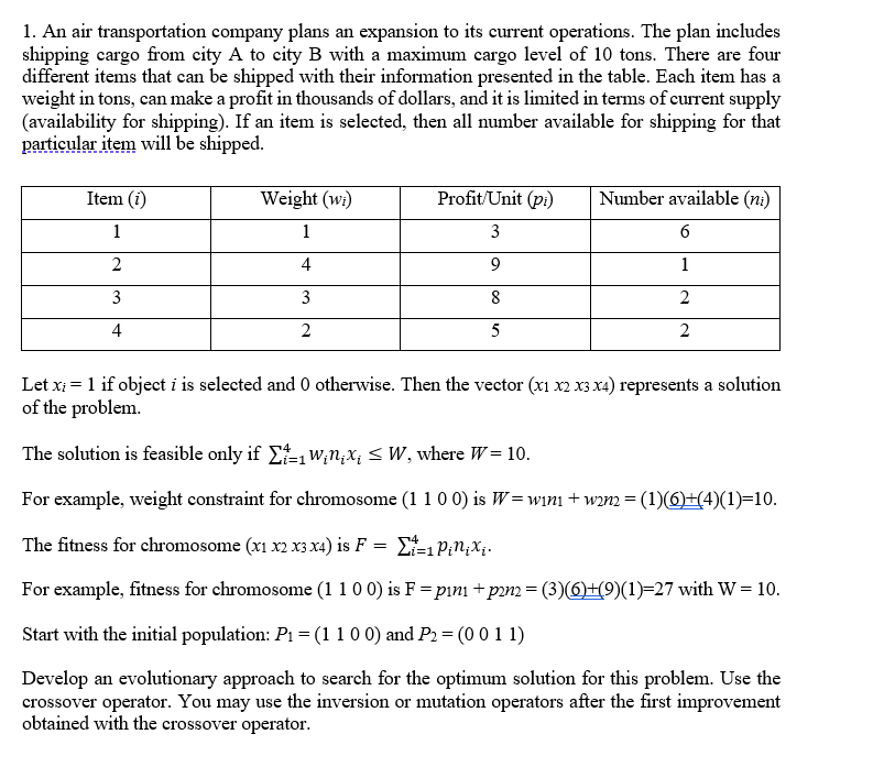 1. An air transportation company plans an expansion | Chegg.com