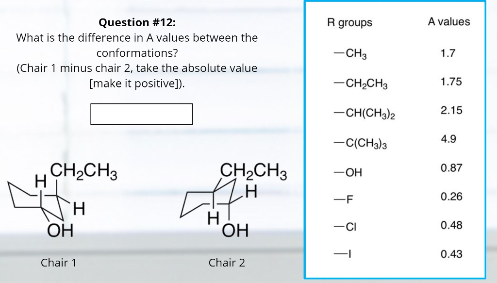 Solved Question #10: What is the A value for chair 1? | Chegg.com