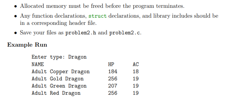 Create a program that reads in creature data in CSV | Chegg.com