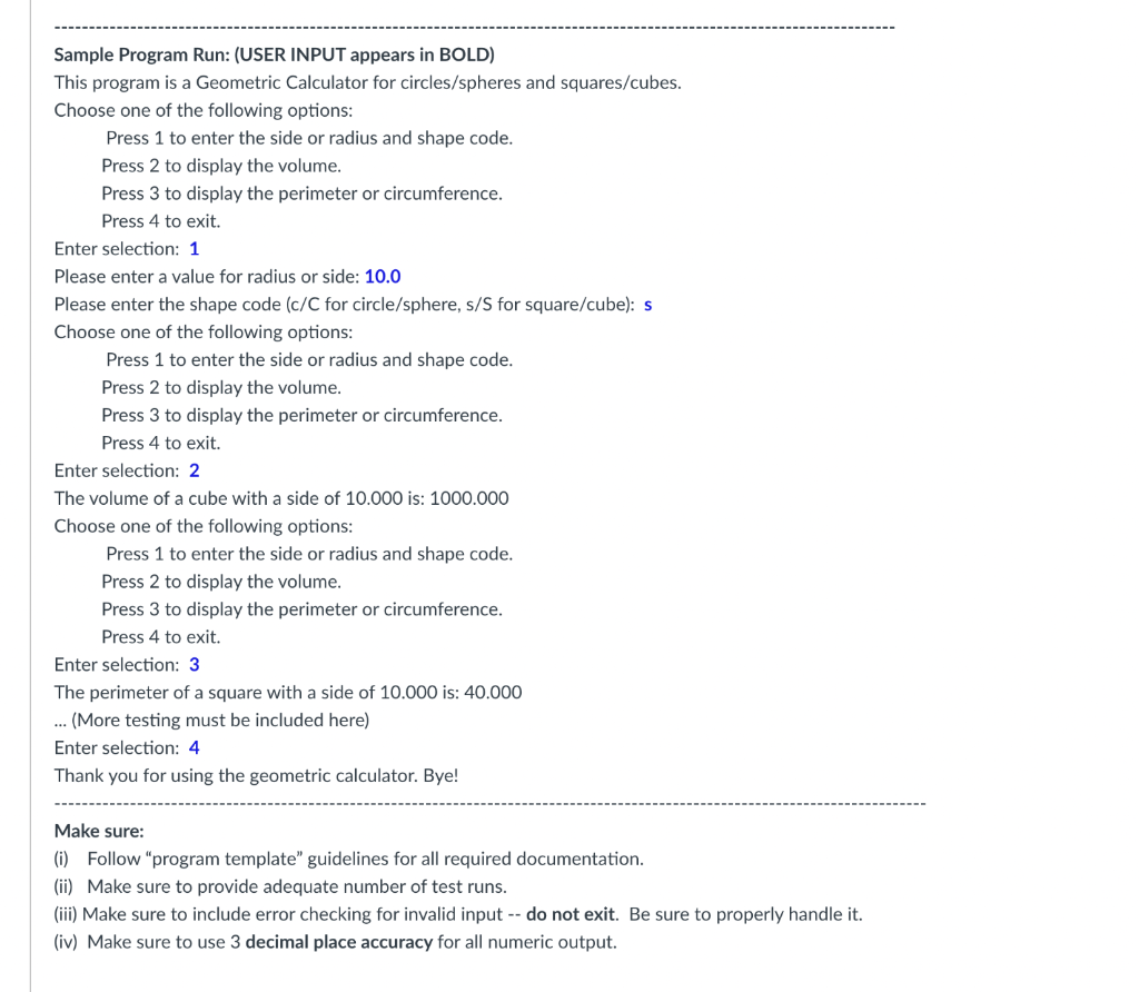 Solved Sample Program Run User Input Appears In Bold This