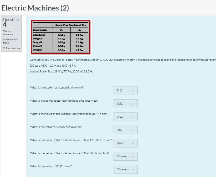 Solved Electric Machines (2) Question 4 Natyet answered | Chegg.com