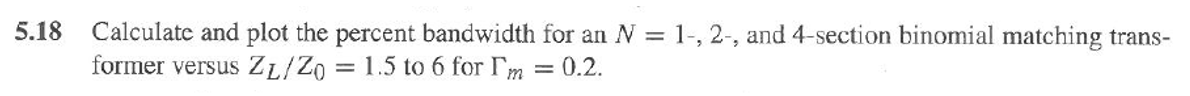 Solved 5.18 Calculate and plot the percent bandwidth for an | Chegg.com