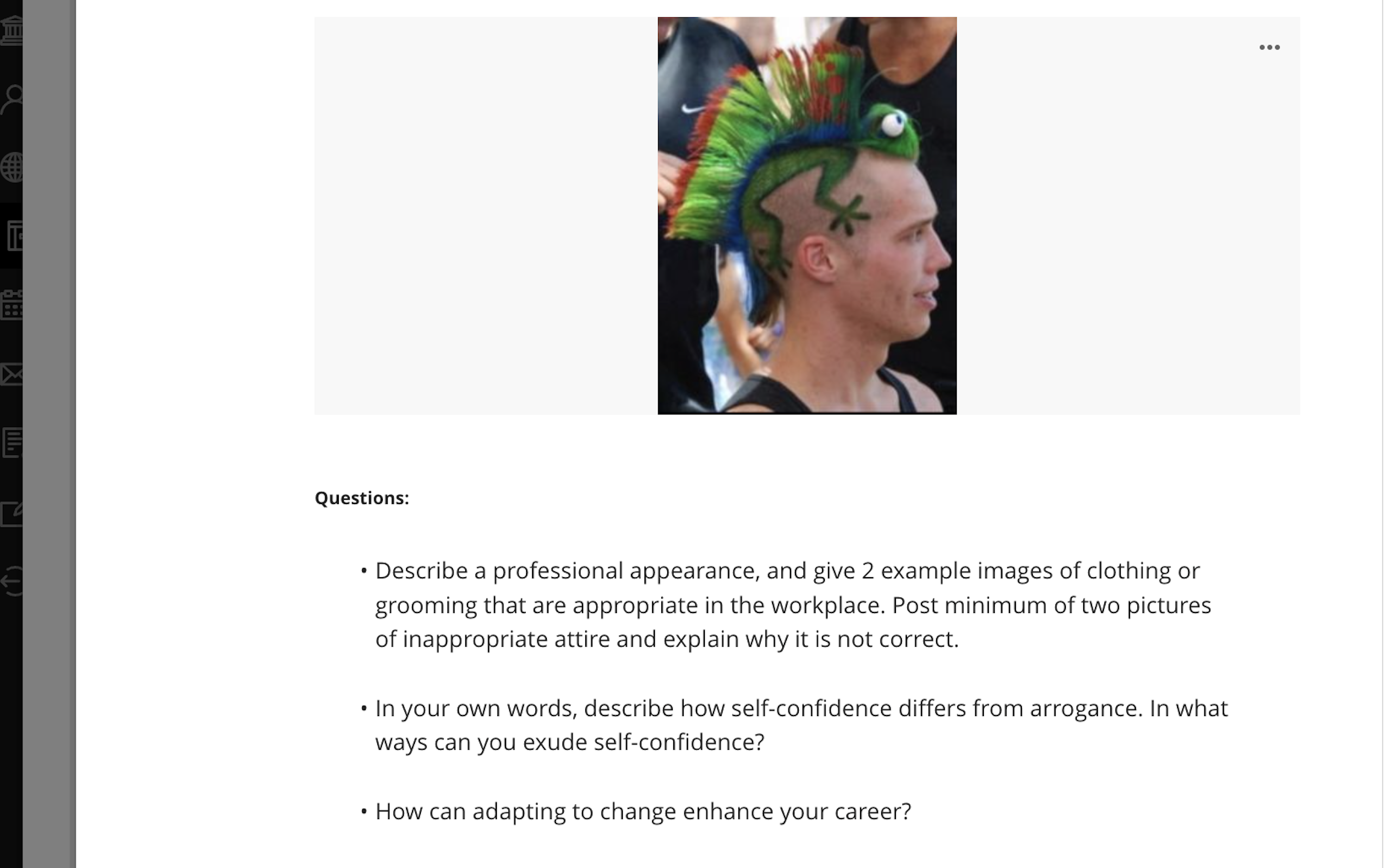 Questions: - Describe a professional appearance, and | Chegg.com