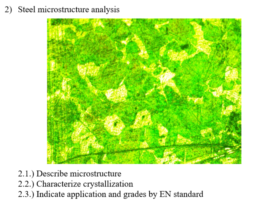 Solved 2) Steel microstructure analysis 2.1.) Describe | Chegg.com