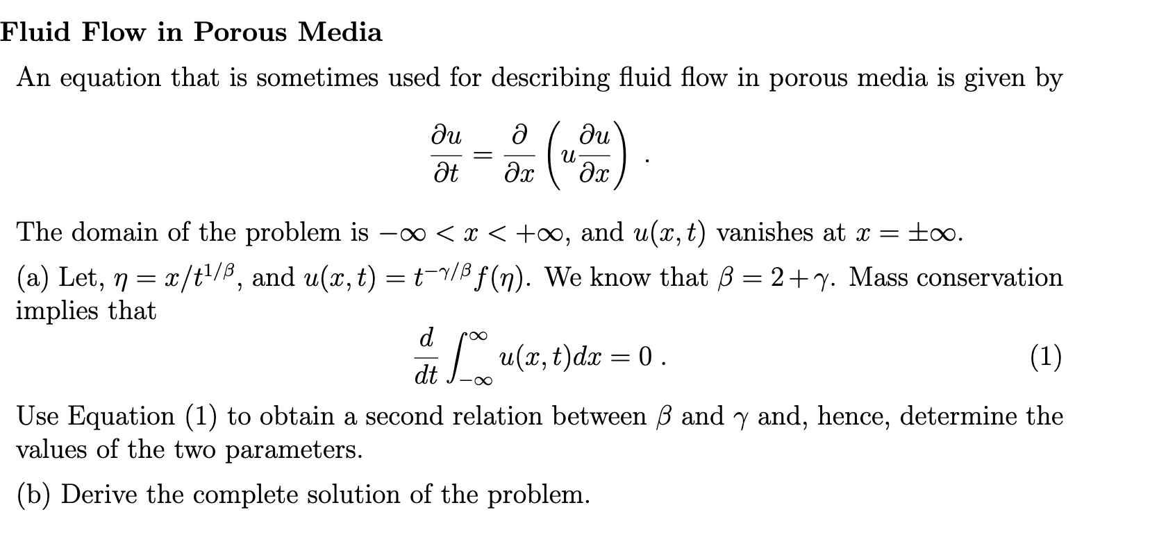 Solved luid Flow in Porous Media An equation that is | Chegg.com