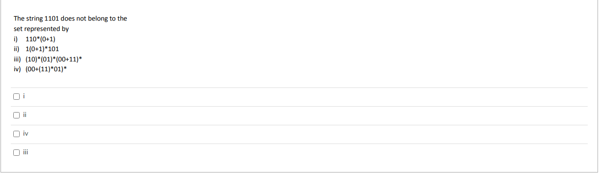 Solved The string 1101 does not belong to the set | Chegg.com