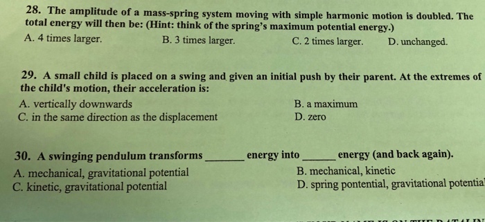 Solved he amplitude of a mass-spring system moving with | Chegg.com