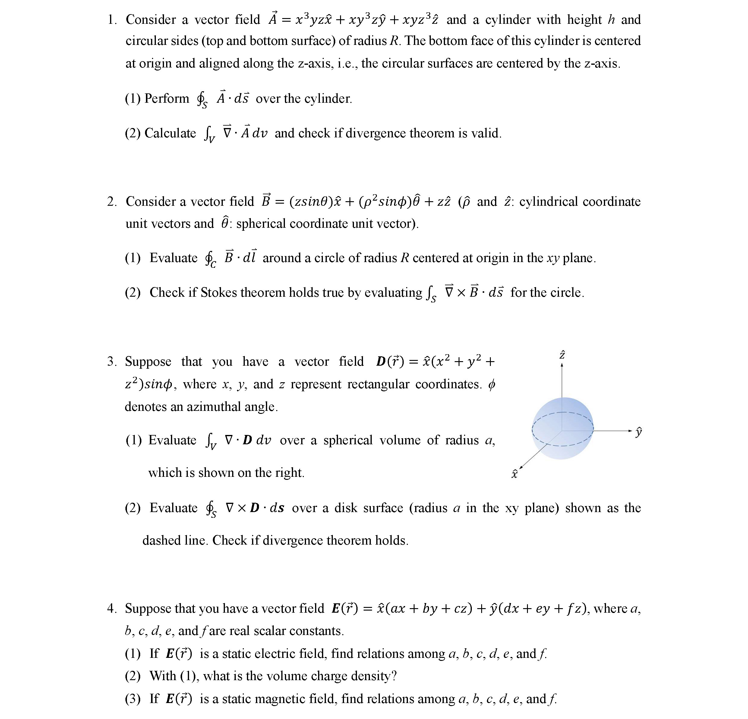 Solved 1. Consider a vector field A=x3yzx^+xy3zy^+xyz3z^ and | Chegg.com