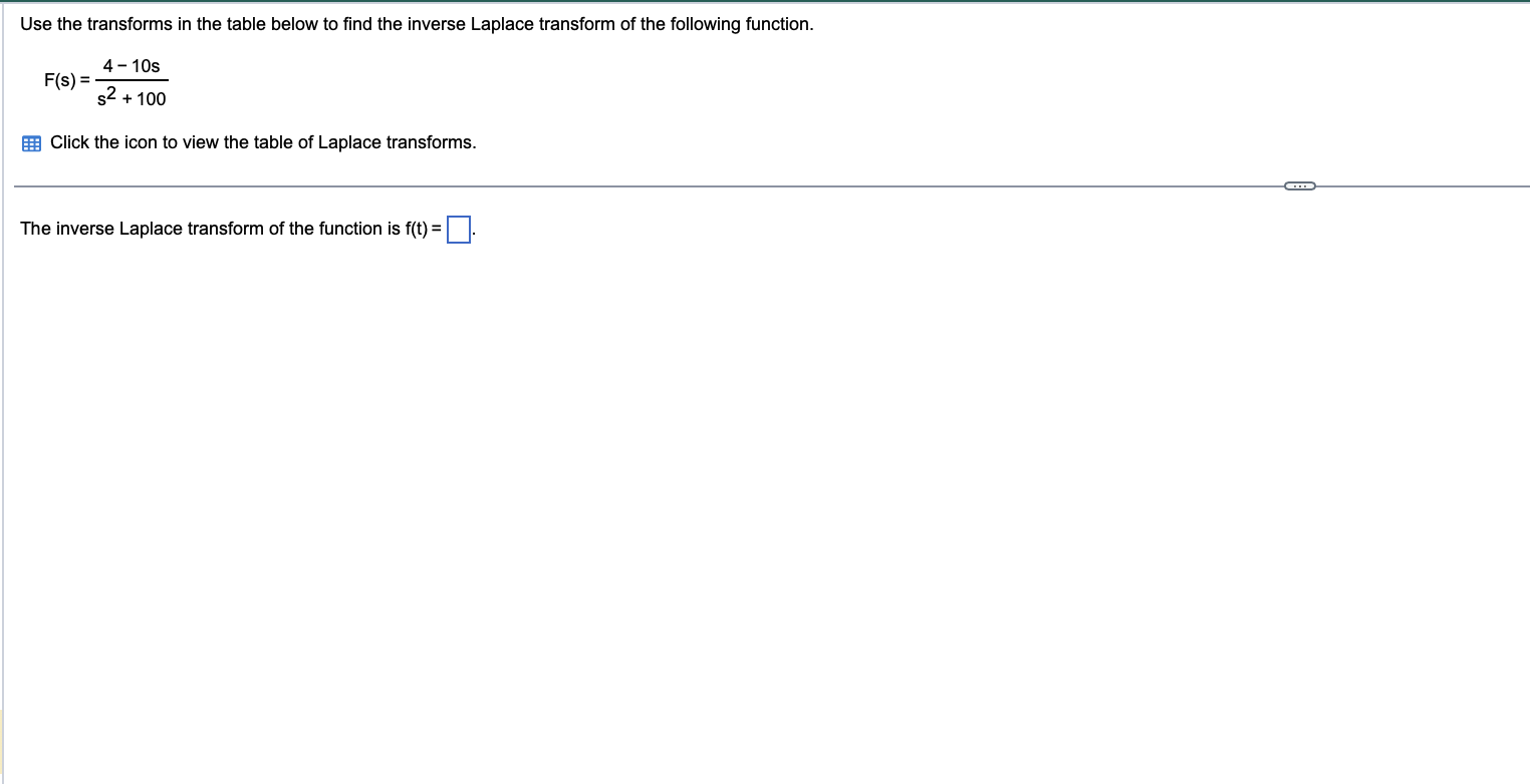 Solved Use the transforms in the table below to find the | Chegg.com
