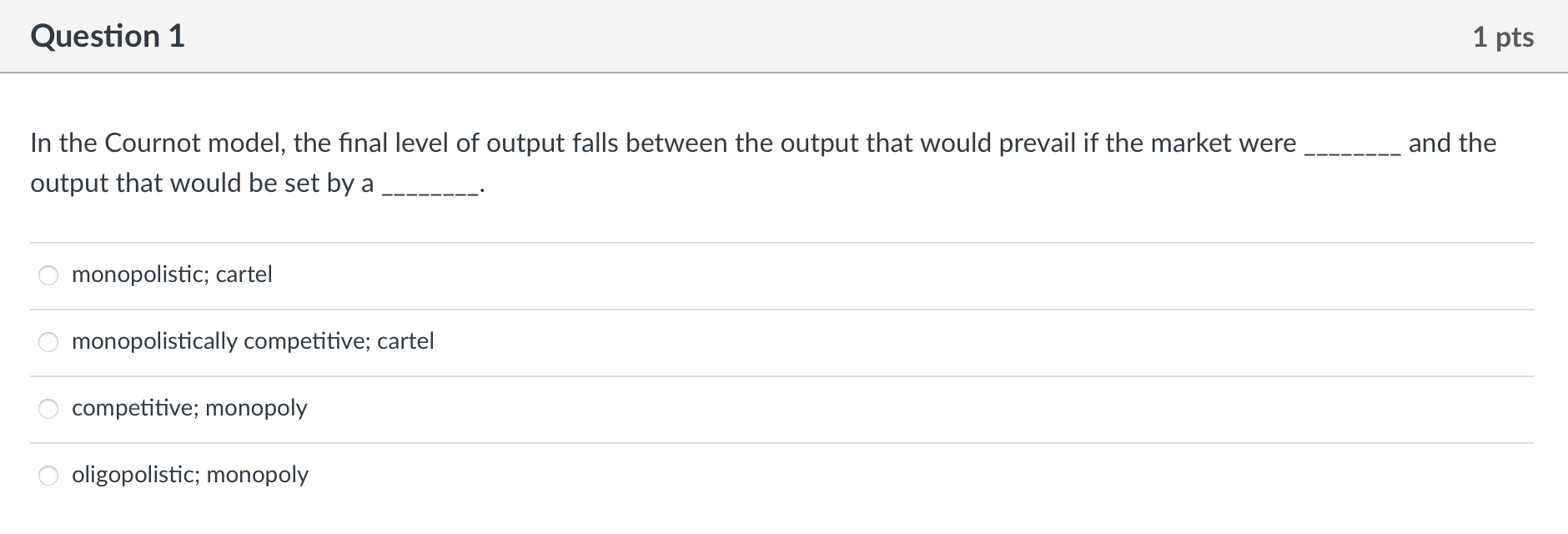 Solved Question 1In the Cournot model, the final level of | Chegg.com