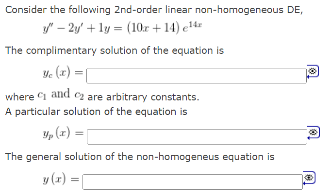 Solved Consider the following 2 nd-order linear | Chegg.com
