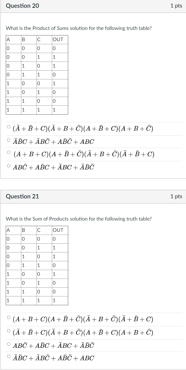 Solved Question 18 1 pts Select that Boolean expression that | Chegg.com