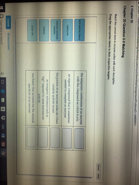 Solved Match the correct term in enzyme action with each | Chegg.com