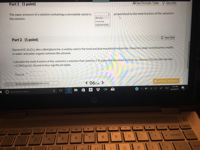 Solved Part 1 (1point) i See Periodic Table See Hint The | Chegg.com