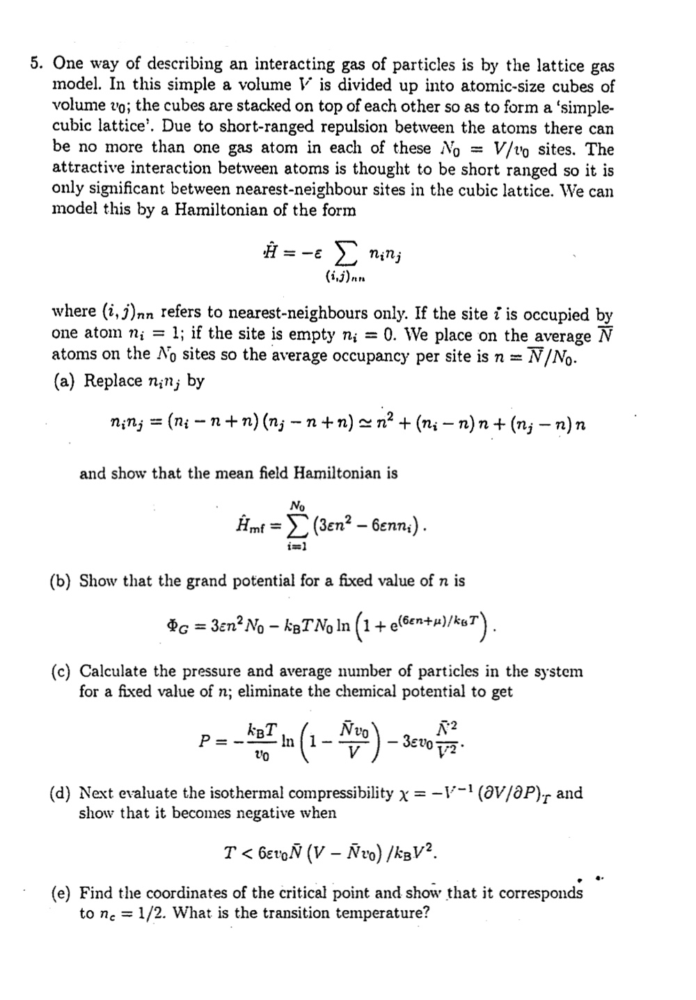 Solved 5. One way of describing an interacting gas of | Chegg.com
