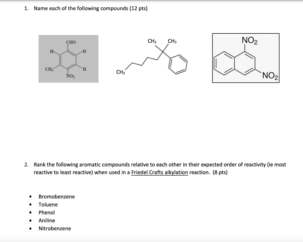 Solved 1. Name each of the following compounds (12 pts) CHO | Chegg.com