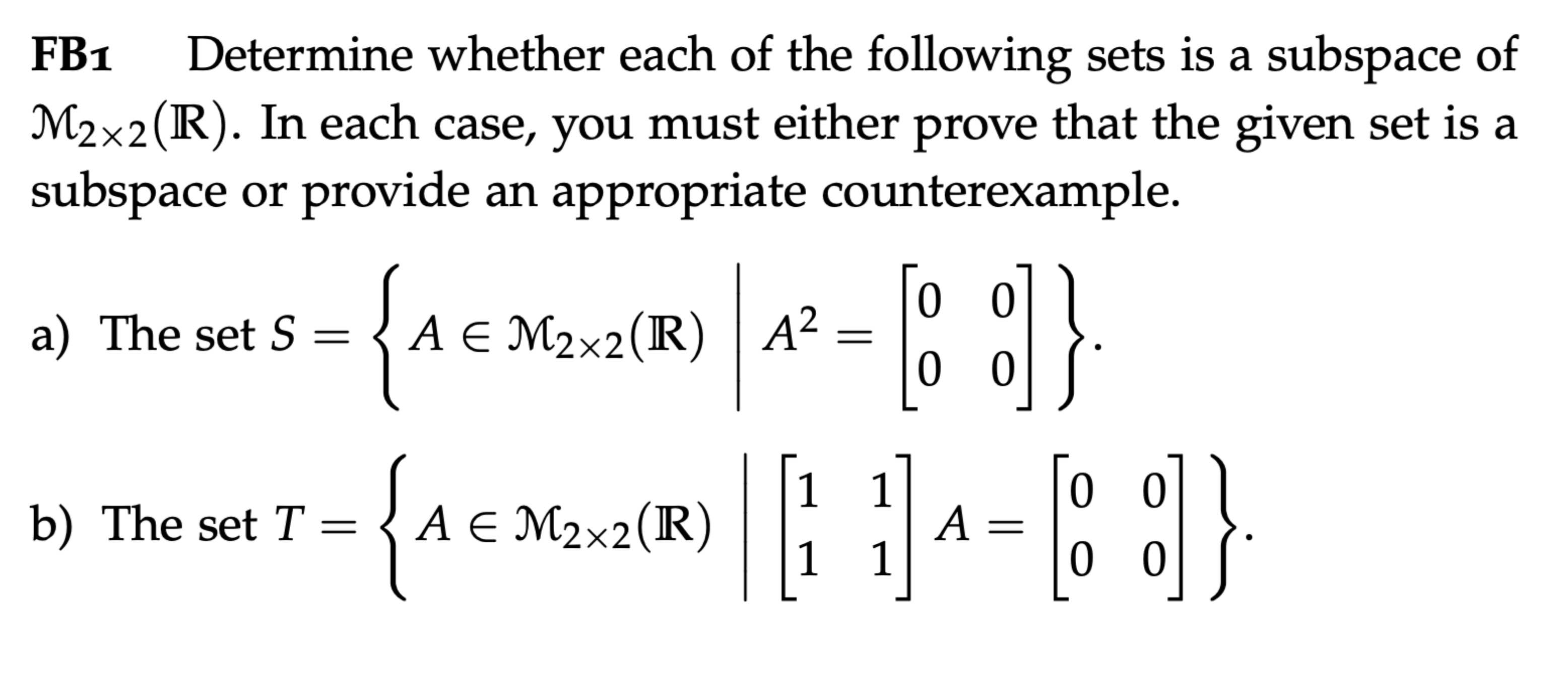 Solved FB1 ﻿Determine whether each of the following sets is | Chegg.com