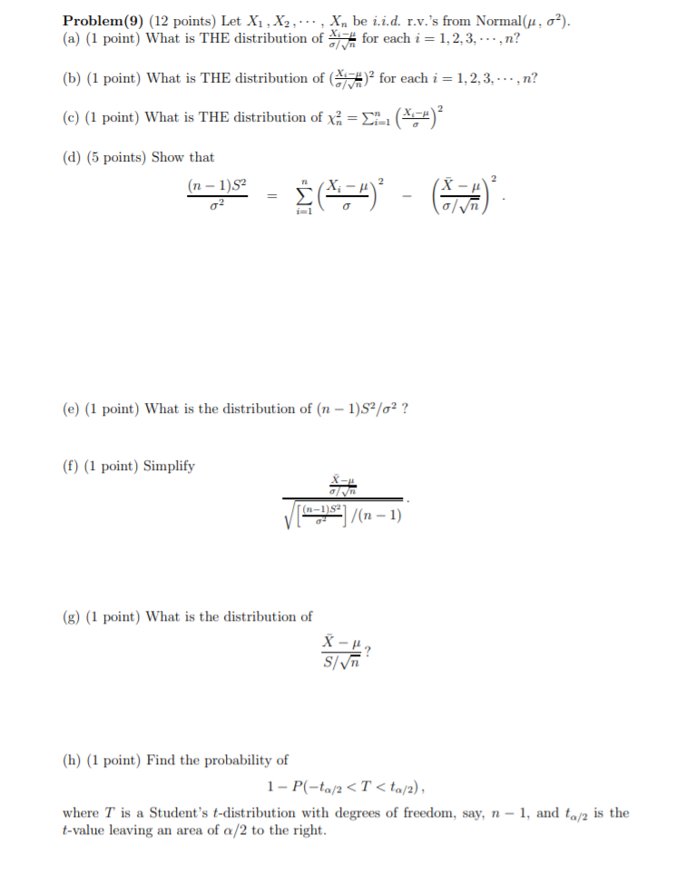 Solved Problem(9) (12 points) Let X1, X2,..., Xn be i.i.d. | Chegg.com
