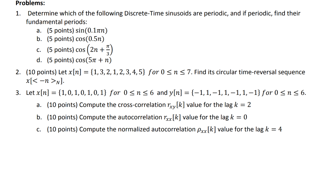 Solved Problems: Determine which of the following | Chegg.com