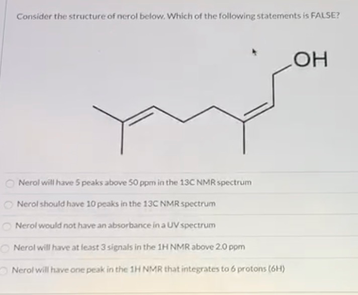 Solved Consider the structure of nerol below. Which of the | Chegg.com