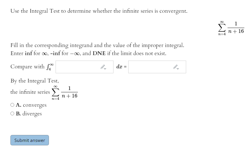 Solved Use the Integral Test to determine whether the | Chegg.com