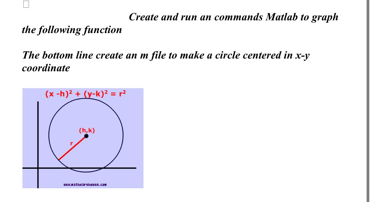 Solved Create and run an commands Matlab to graph the | Chegg.com