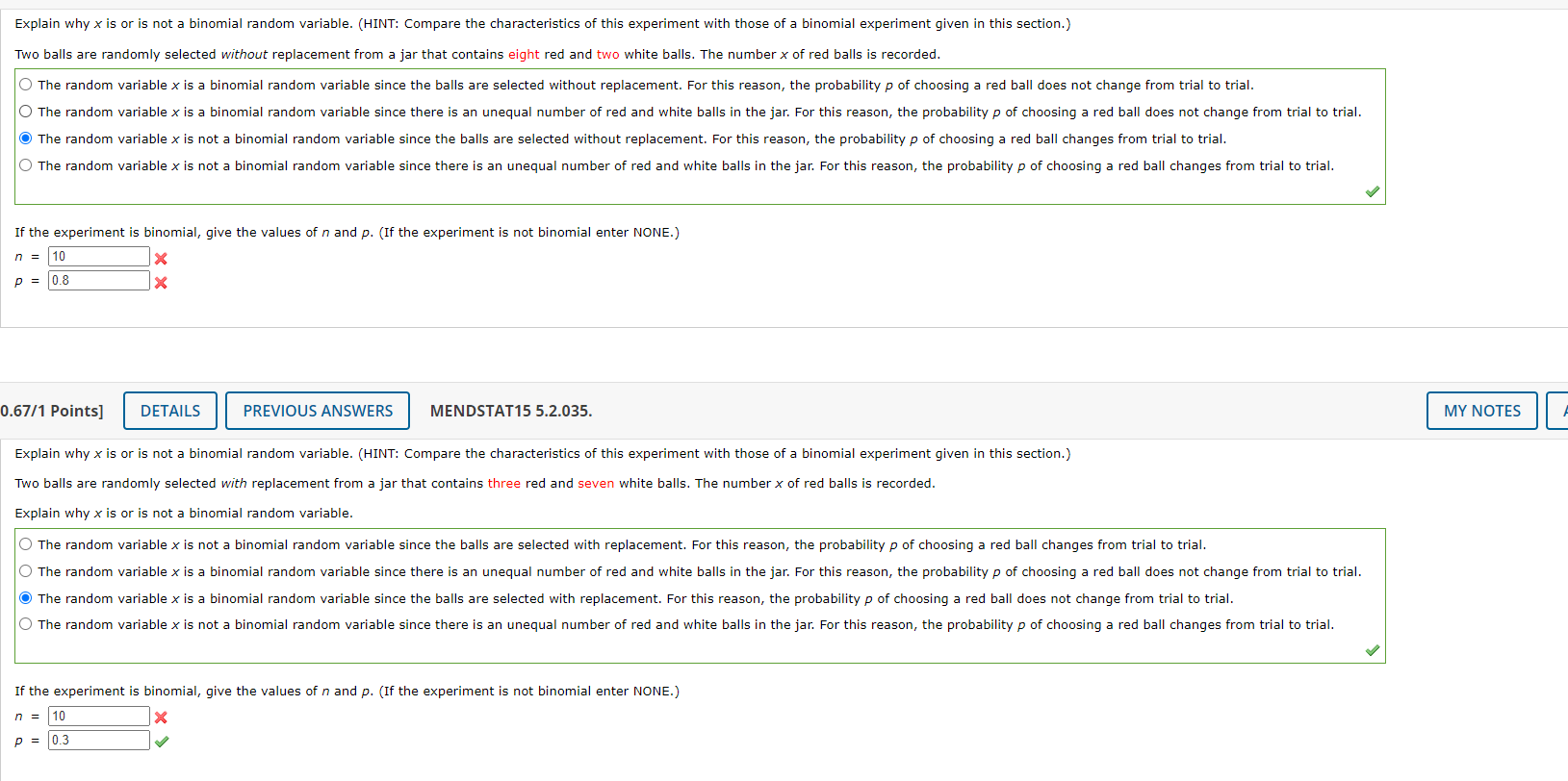 Solved Explain why x is or is not a binomial random | Chegg.com