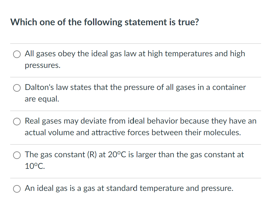 Solved Which one of the following statement is true? All | Chegg.com