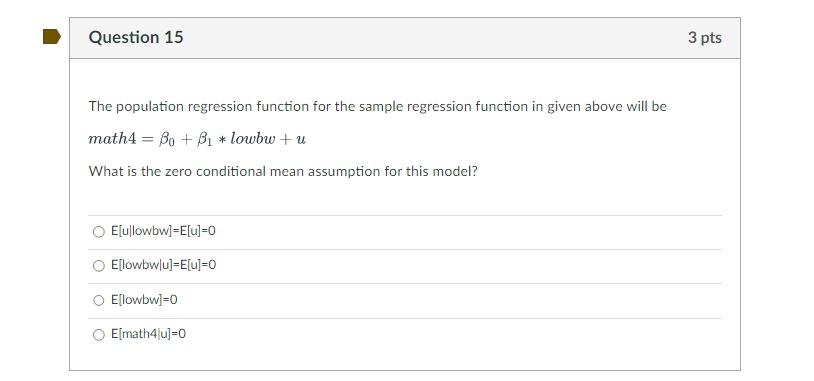 Solved The population regression function for the sample | Chegg.com