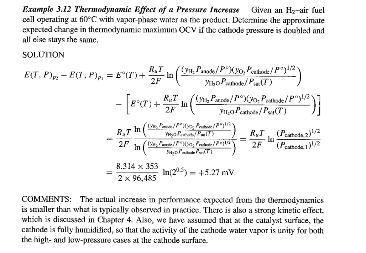 Solved Example 3.12 Thermodynamic Effect of a Pressure | Chegg.com