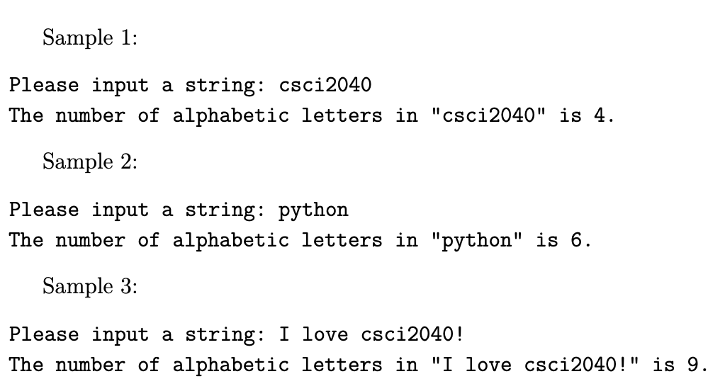 Solved Exercise 1: The Number of Alphabetic Letters (20 | Chegg.com