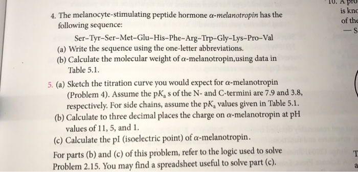 0. A prO is knc of the 4. The melanocyte-stimulating | Chegg.com