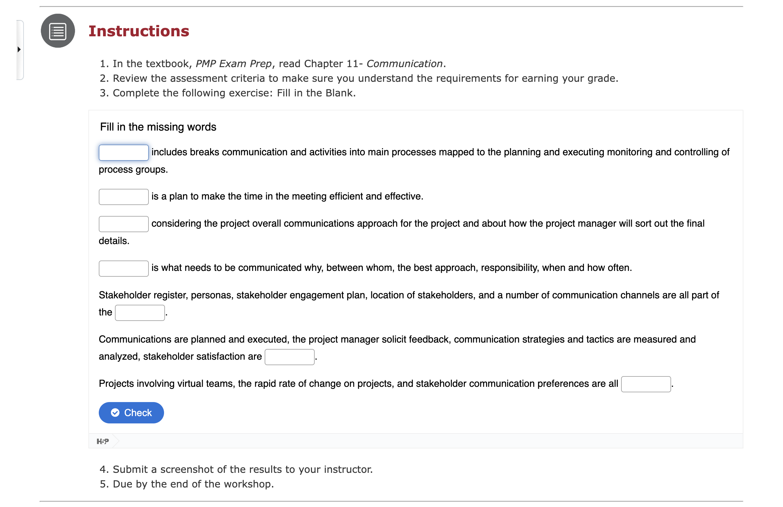 Solved Instructions1. ﻿In the textbook, PMP Exam Prep, read | Chegg.com
